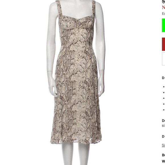Reformation | Dresses | Iso Reformation Peridot In Snake Skin | Poshmark